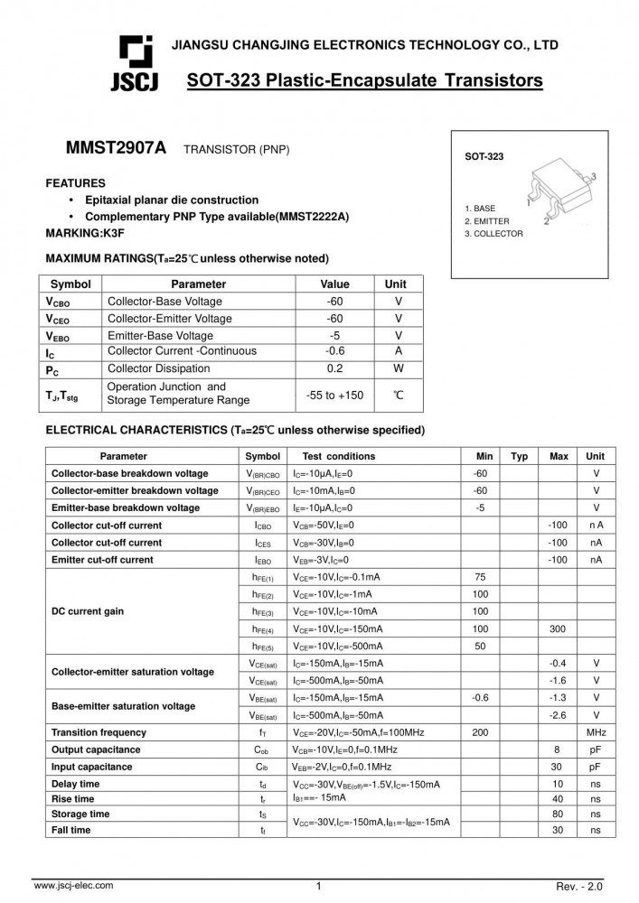 MMST2907A datasheet page 1
