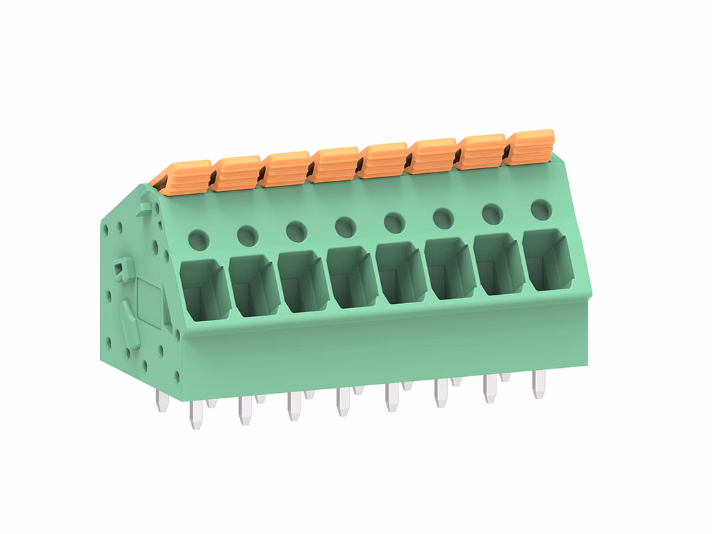 5.00mm Pitch Lever Activated Fixed Mount PCB Terminal Block, 35° Wire Entry, 8 Circuits for sale
