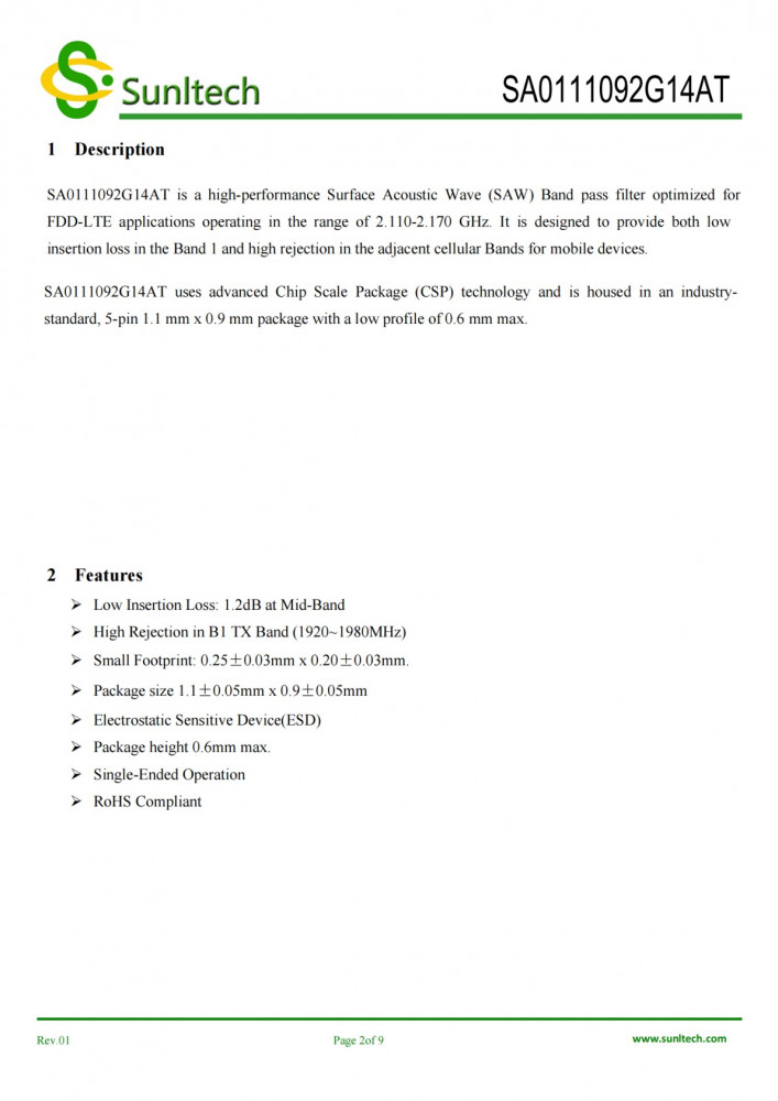 SA0111092G14AT datasheet page 2