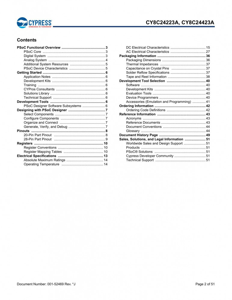 CY8C24223A-24PVXIT datasheet page 2