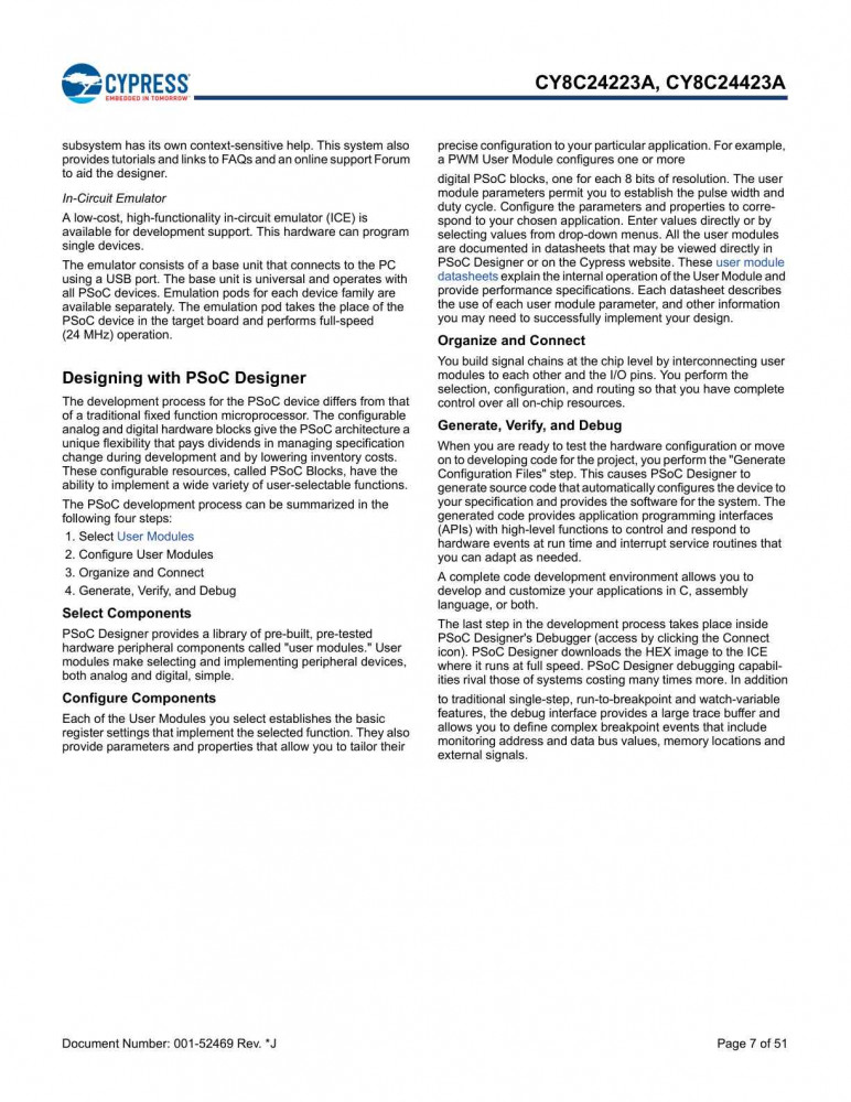 CY8C24223A-24PVXIT datasheet page 7
