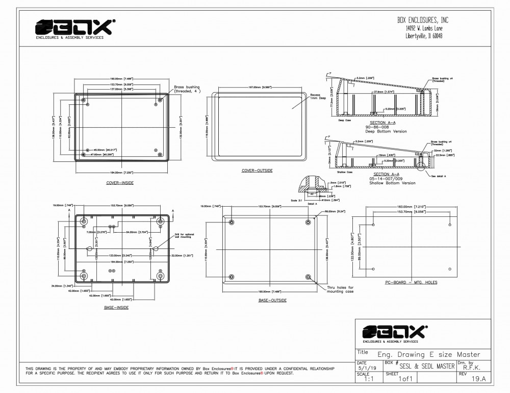 Box Enclosures SESL and SEDL master drawing preview