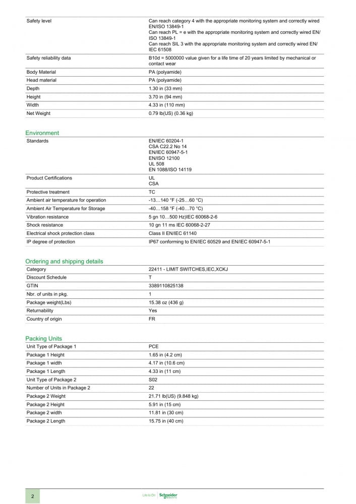 XCSTE7313 technical document page 2