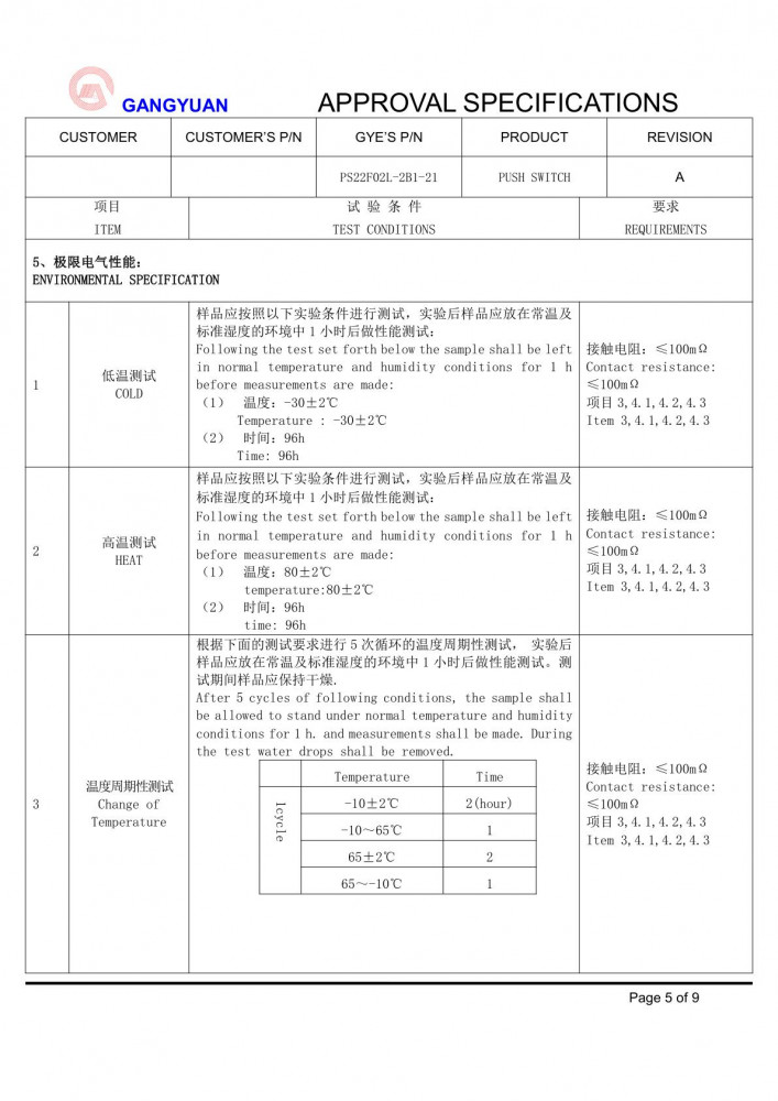 PS22F02L-2B1-21 approval specification page 5