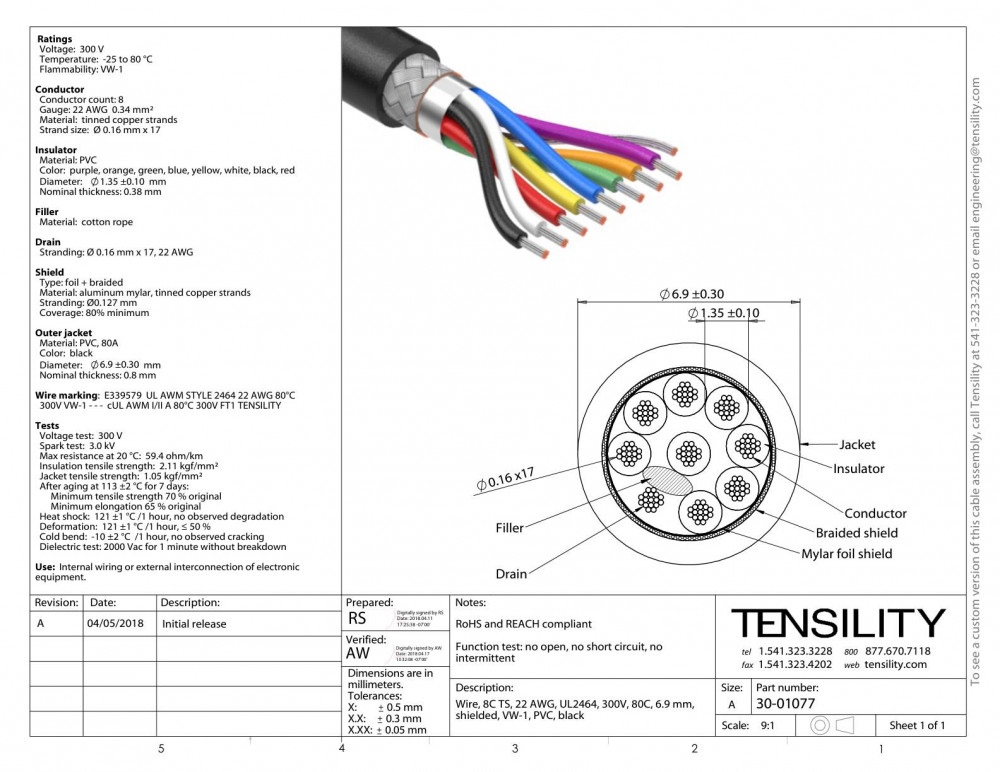 Tensility International 30-01077 technical drawing and product specifications