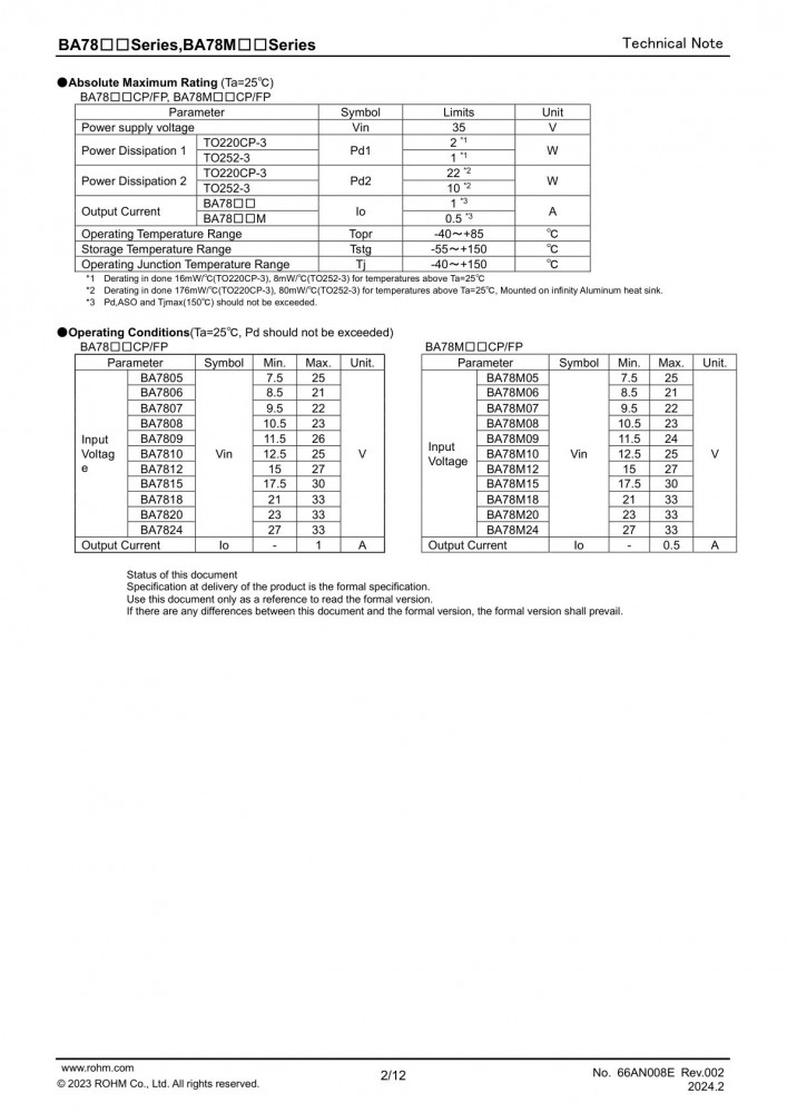 BA7809FP-E2 technical document page 2