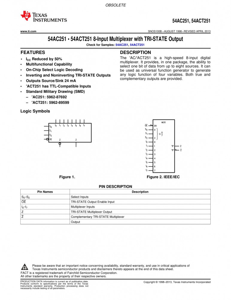 54ACT251 document page 2