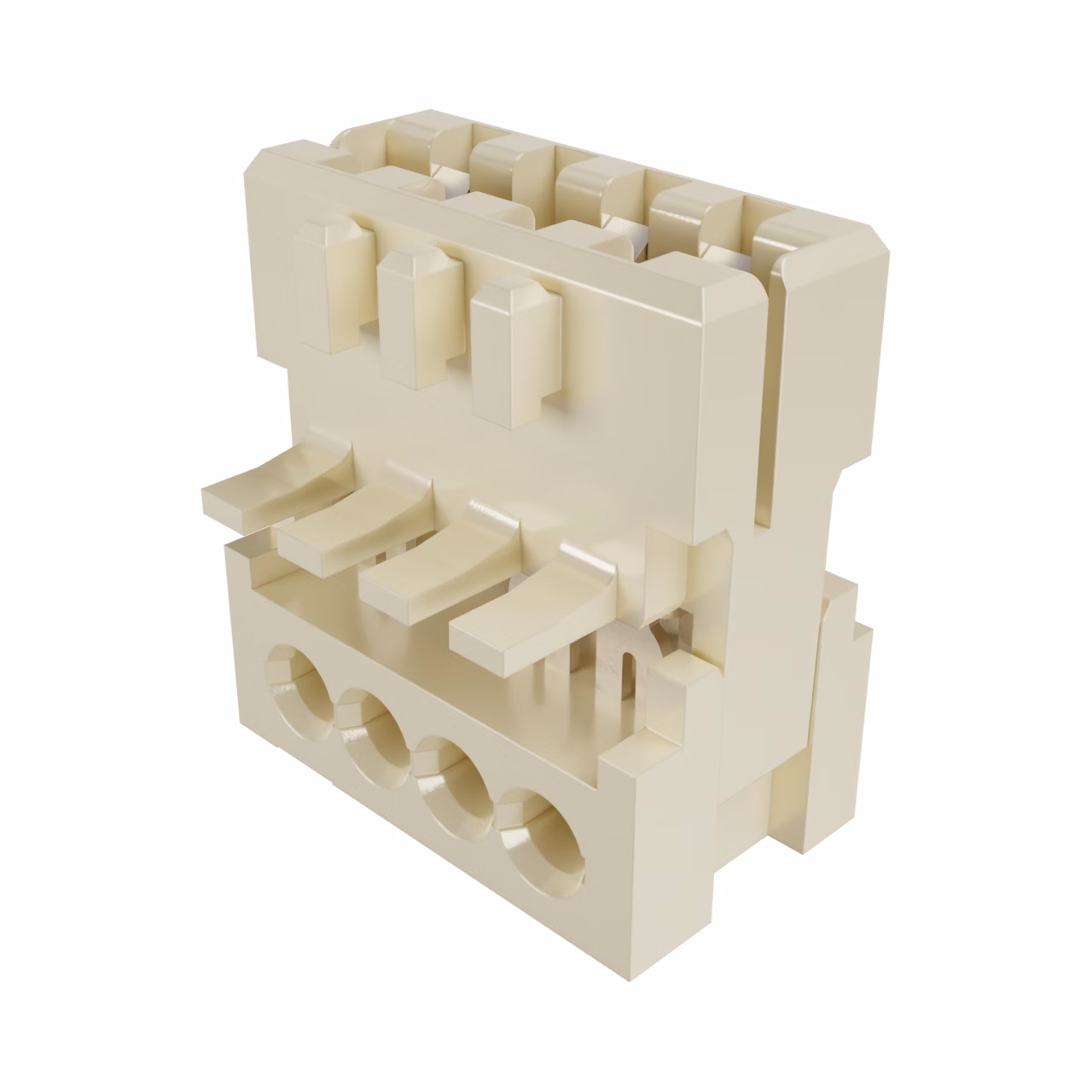 Appli-Mate RAST 2.5 Connector, 2.50mm Pitch, Female, 4 Circuits, Positions A and E Removed, Circuit 2 Voided, Locking Pips, Slotted Endwalls, Tin Plating for sale