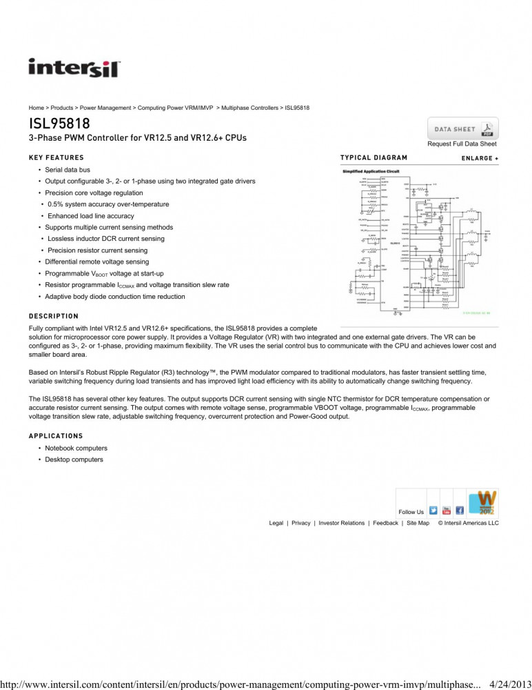 ISL95818 technical document preview