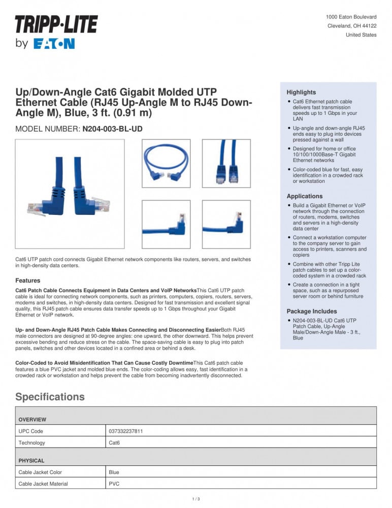 N204-003-BL-UD technical document page 1