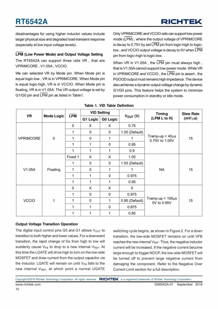 RT6542A technical document page 10