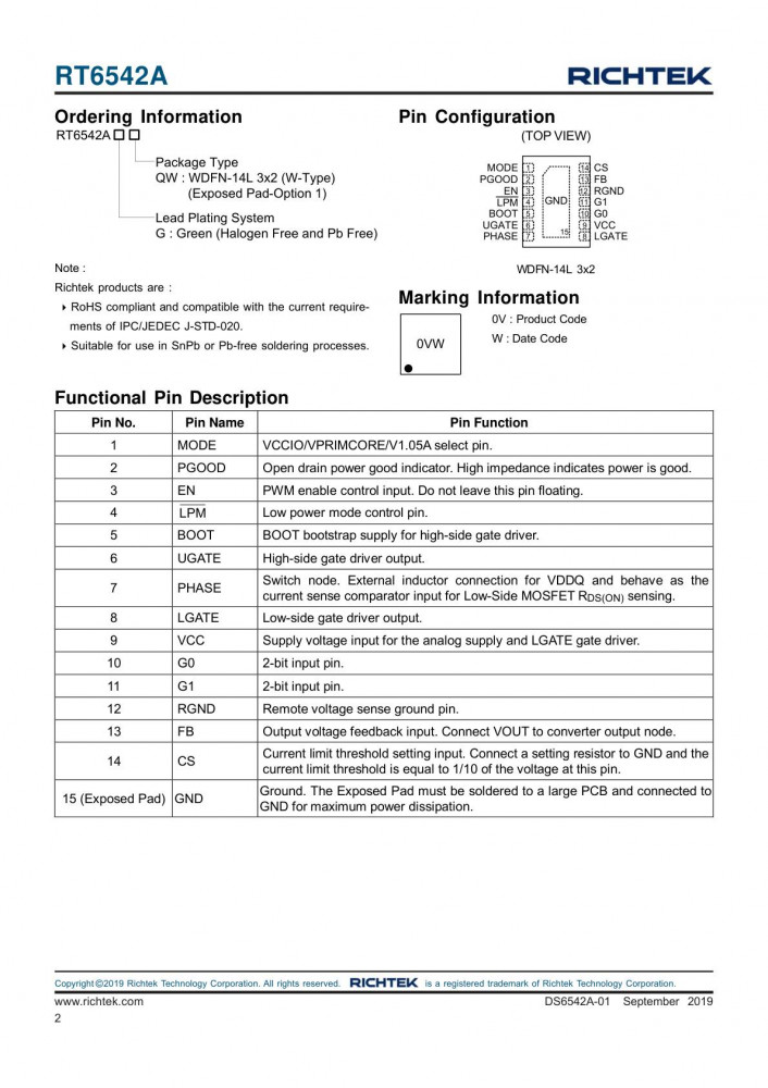 RT6542A technical document page 2