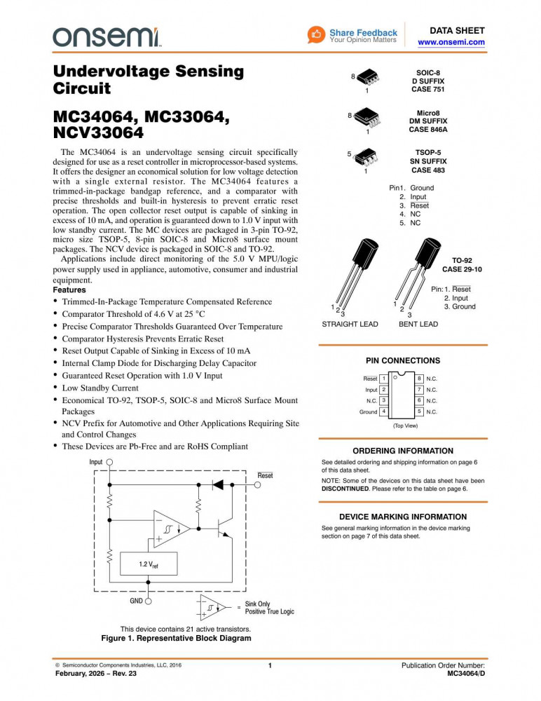 MC34064 datasheet preview, page 1