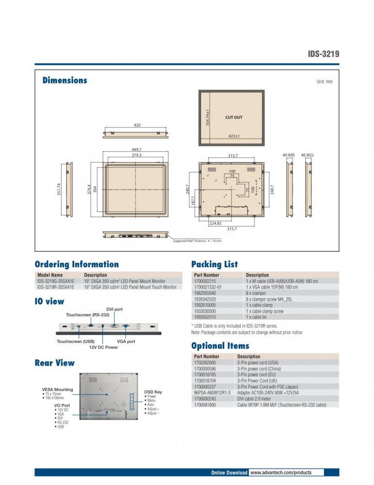 IDS-3219 product documentation page 2