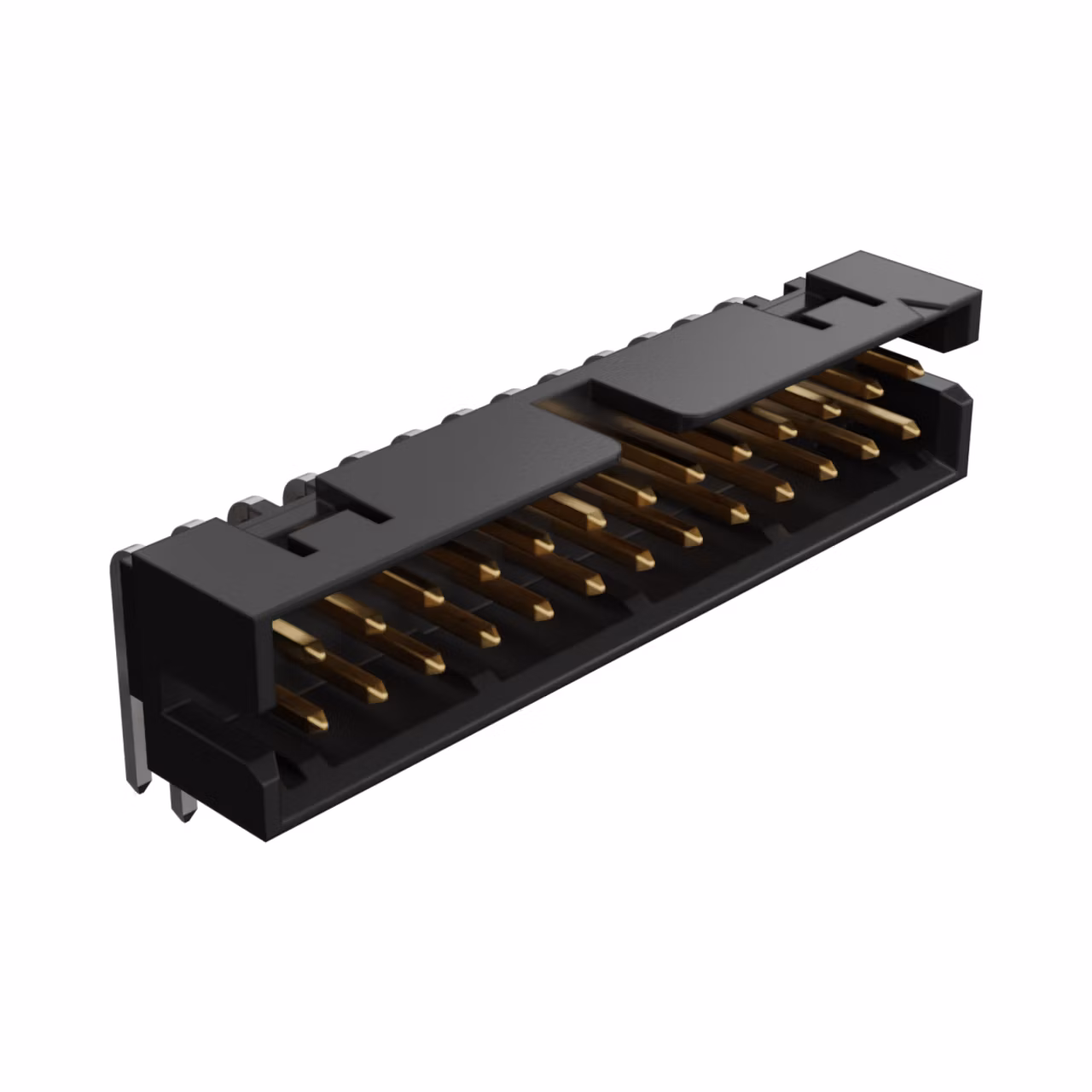 2.00mm Pitch, Milli-Grid PCB Header, Dual Row, Right-Angle, Through Hole, 26 Circuits, 0.76µm Gold (Au) Plating, 3.50mm Tail Length, Dual Side Slots, Dual Friction Locks, Center Polarization, Tube for sale