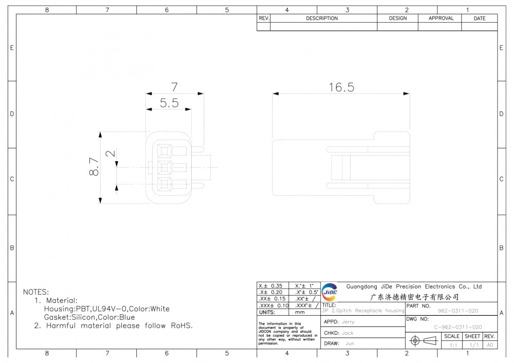 JIDC 962-0311-020 technical drawing preview