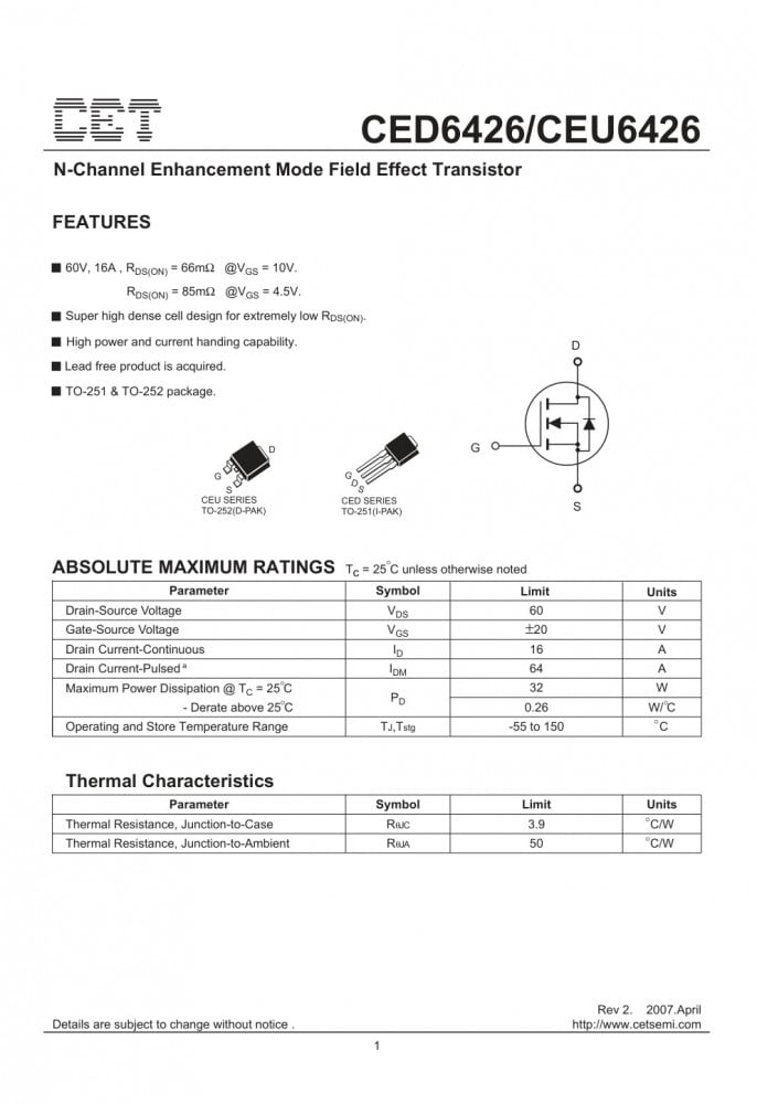 CED6426 datasheet page 1