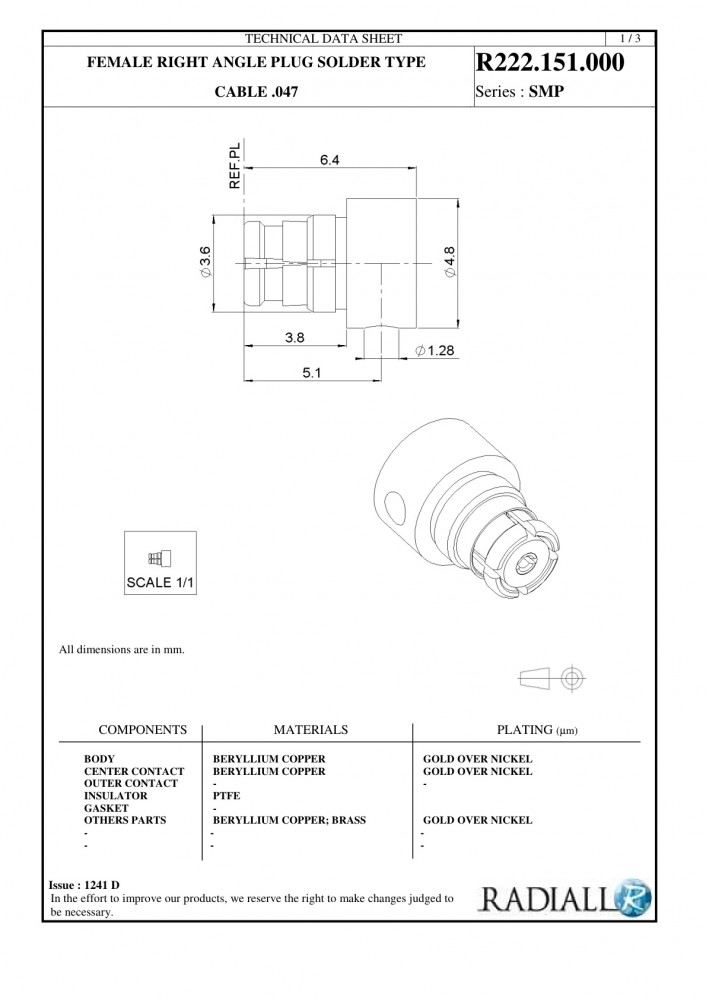 Radiall R222151000 technical document page 1