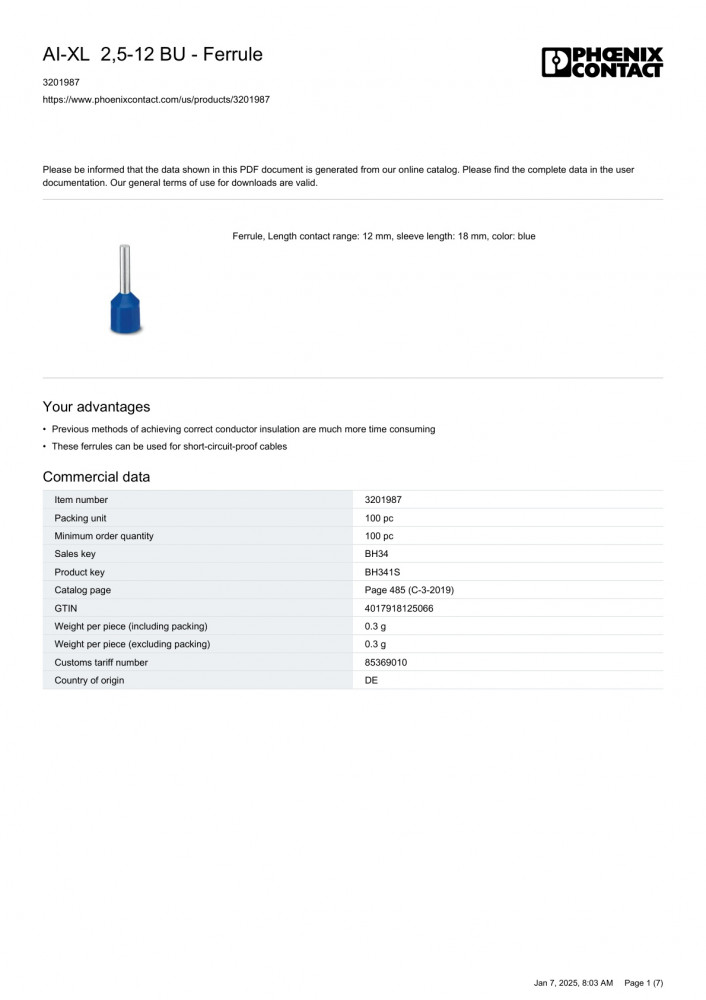 Phoenix Contact 3201987 technical document page 1