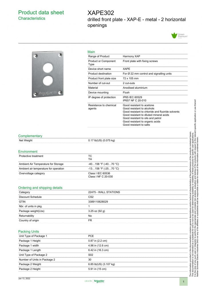 XAPE302 technical document page 1