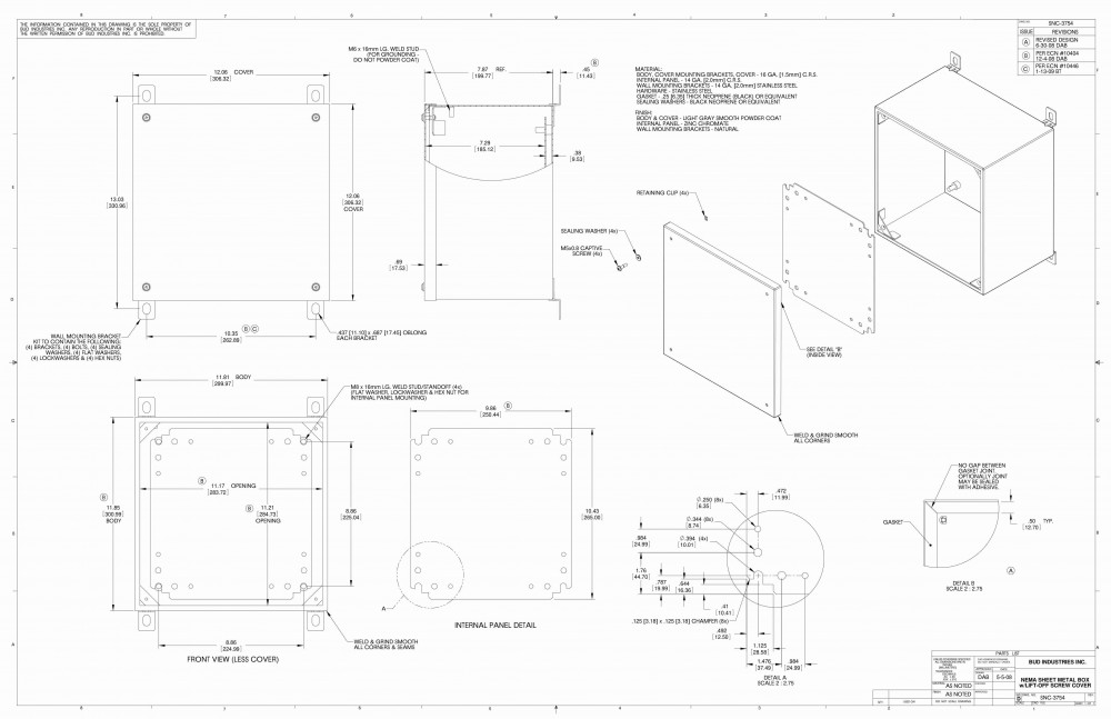 SNC-3754 product drawing page