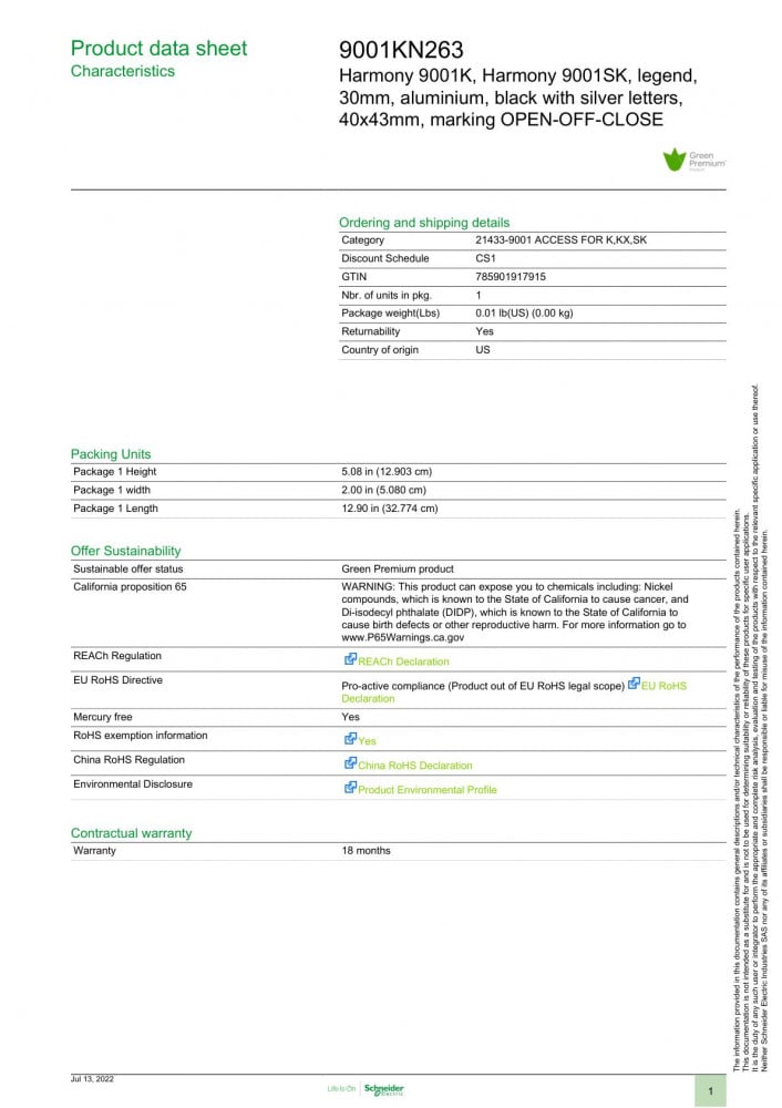 9001KN263 technical document page