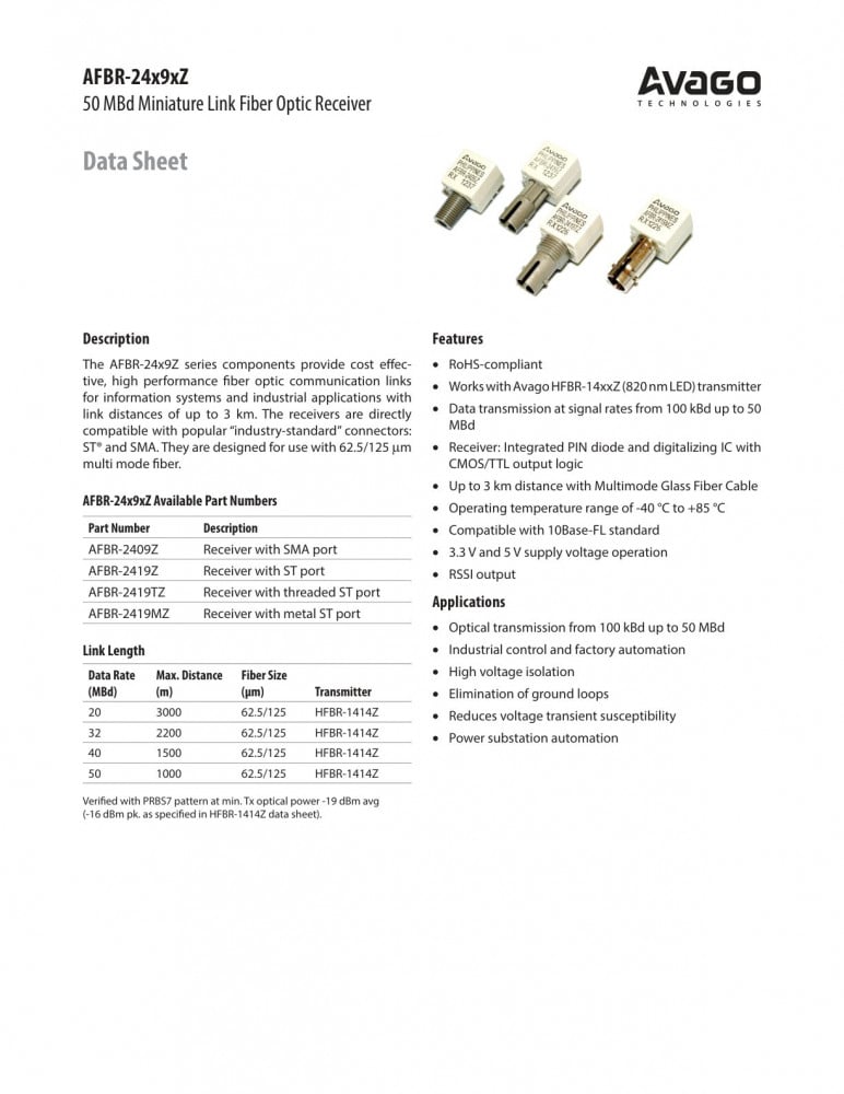 AFBR-2419MZ datasheet page 1