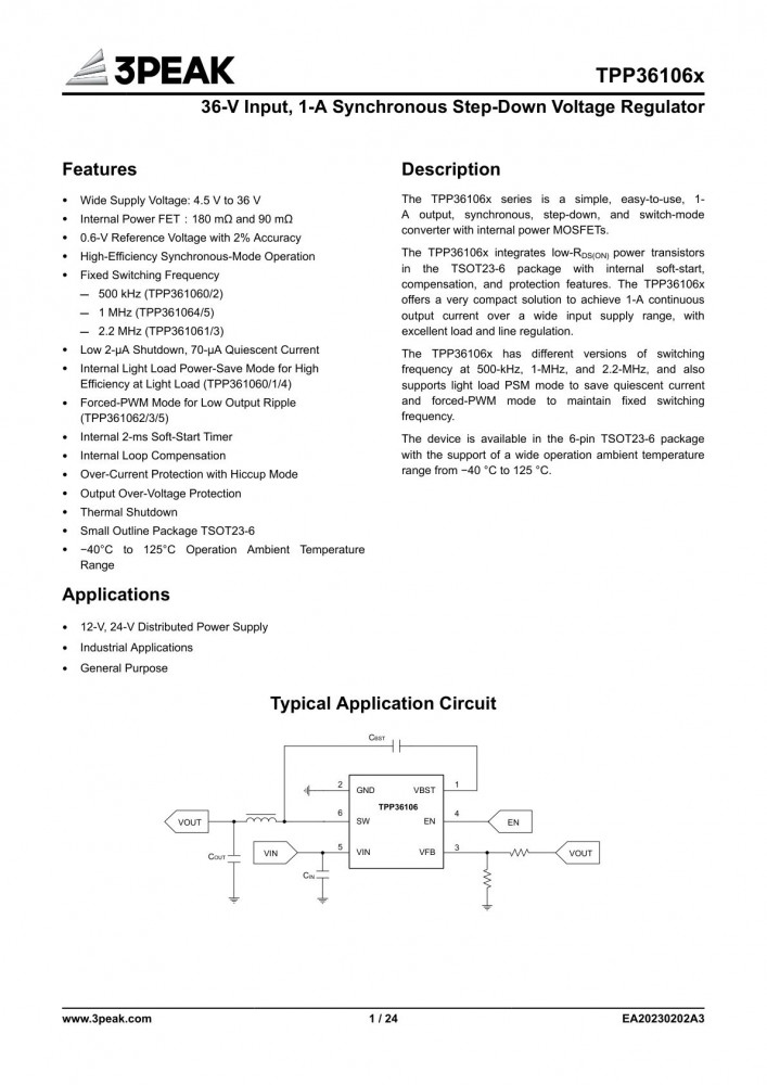 TPP361061-T6TR datasheet page 1