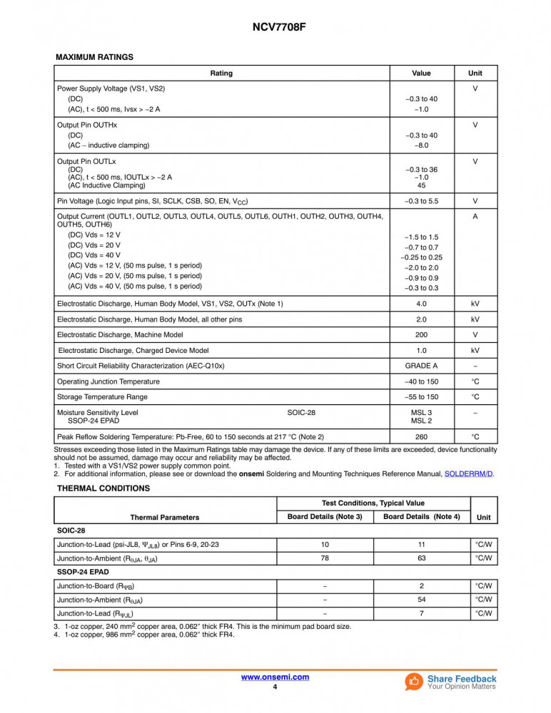 NCV7708F datasheet page 4