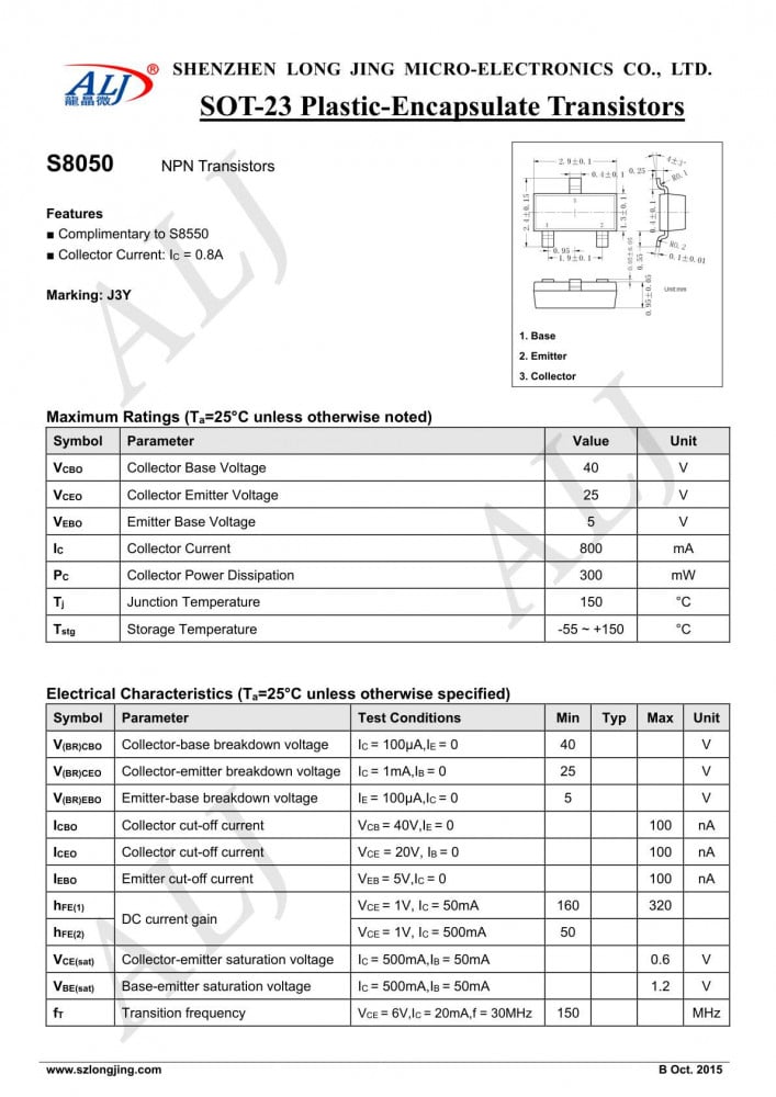 ALJ S8050 datasheet page 1
