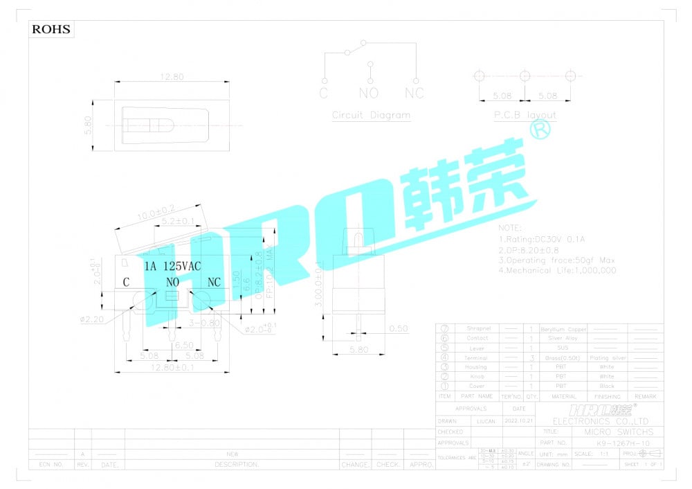 K9-1267H-10 technical drawing page 1