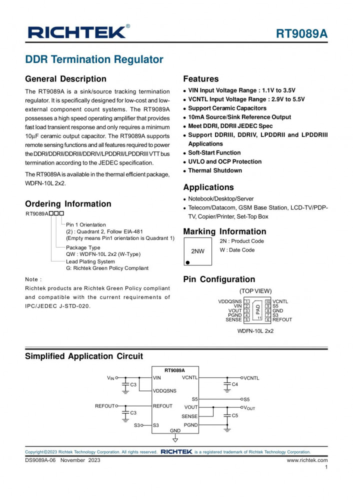 RT9089A datasheet page 1