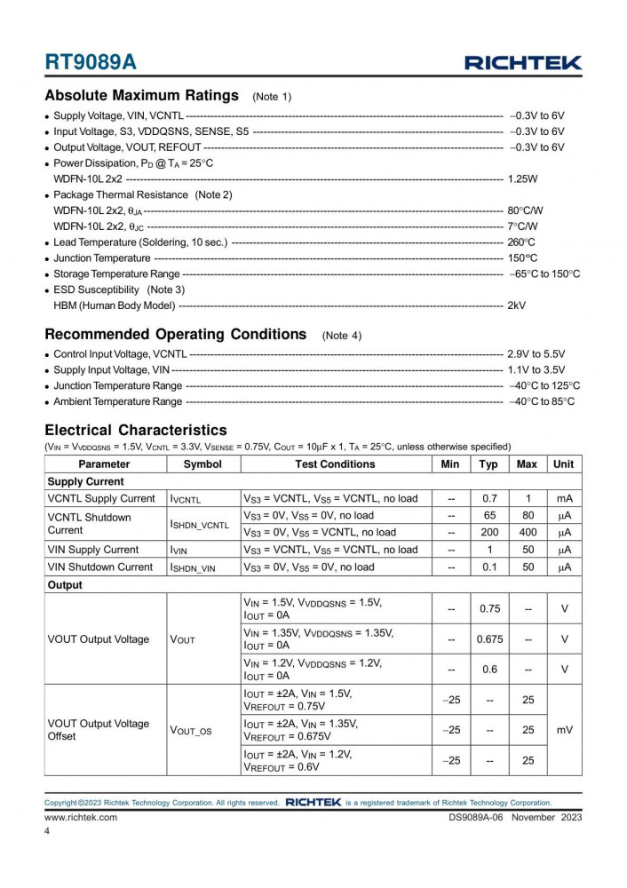 RT9089A datasheet page 4
