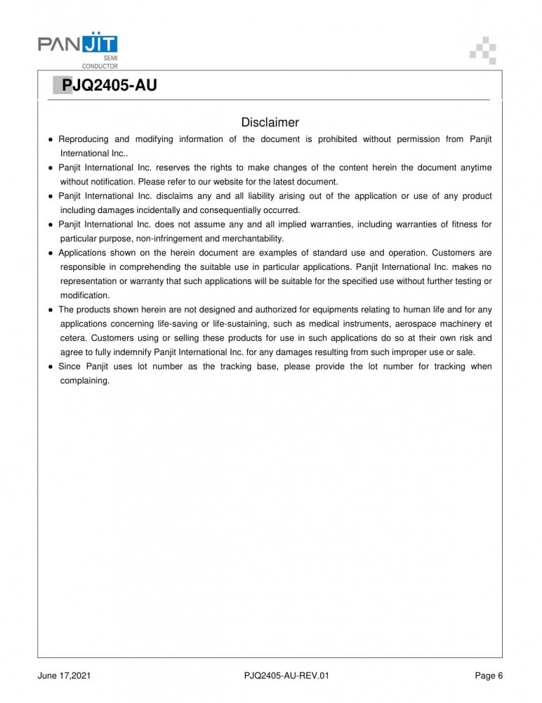 PJQ2405-AU datasheet page 6