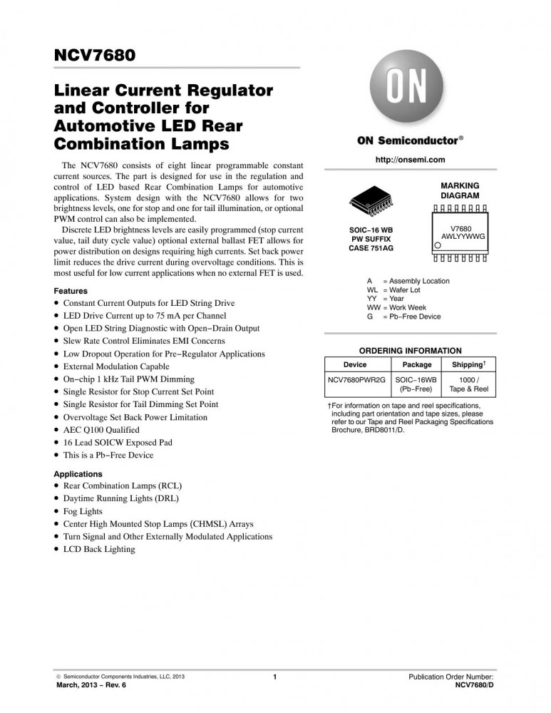 NCV7680 document page 1