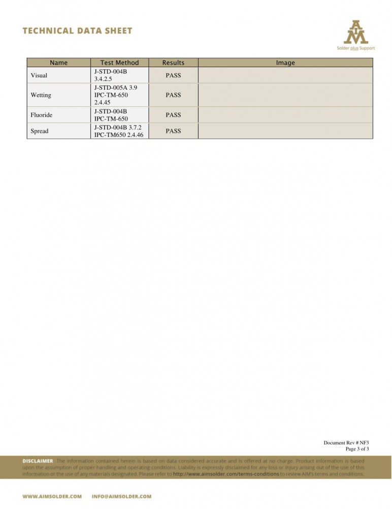 AIM RMA cored wire document page 3
