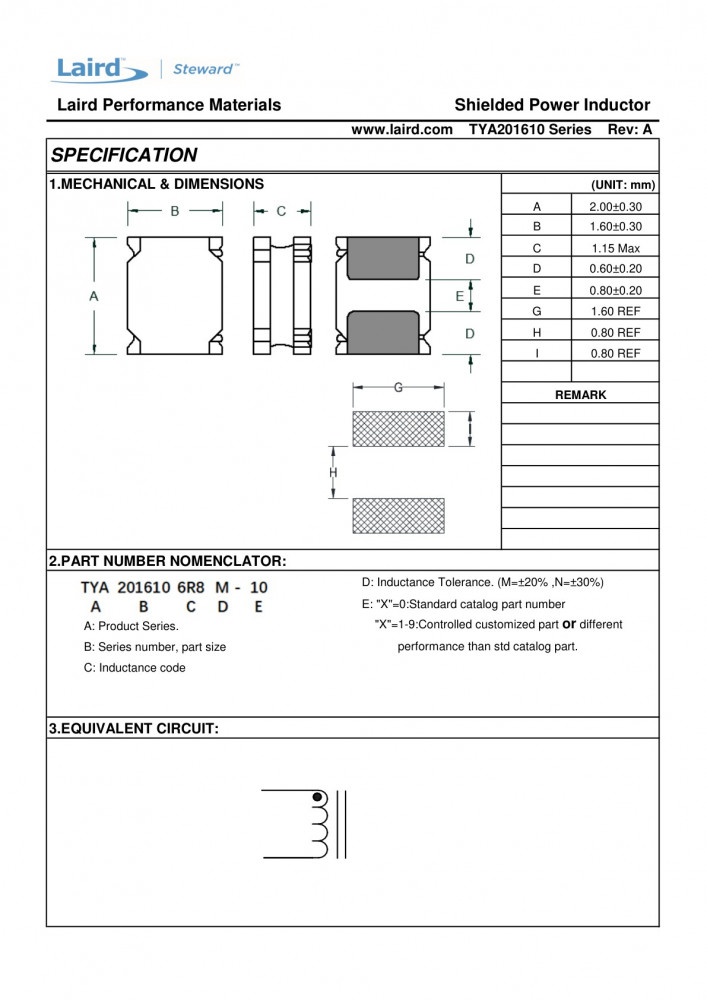 TYA201610 series technical document page 2
