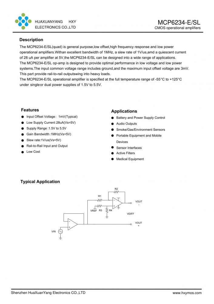MCP6234-E/SL-HXY datasheet page 1