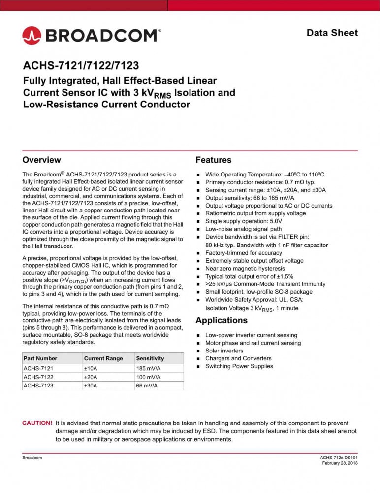 ACHS-7122 datasheet page 1