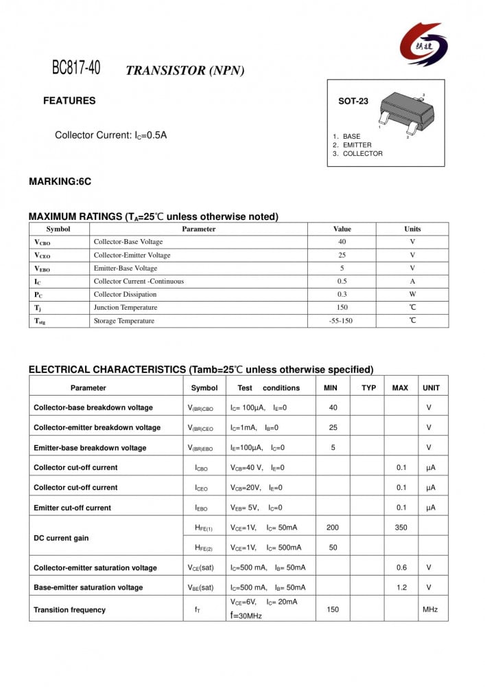 BC817 datasheet page 1