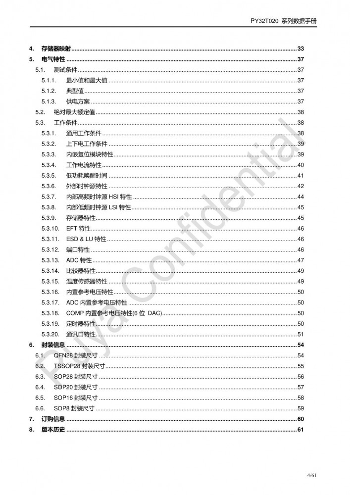 PY32T020 datasheet page 4