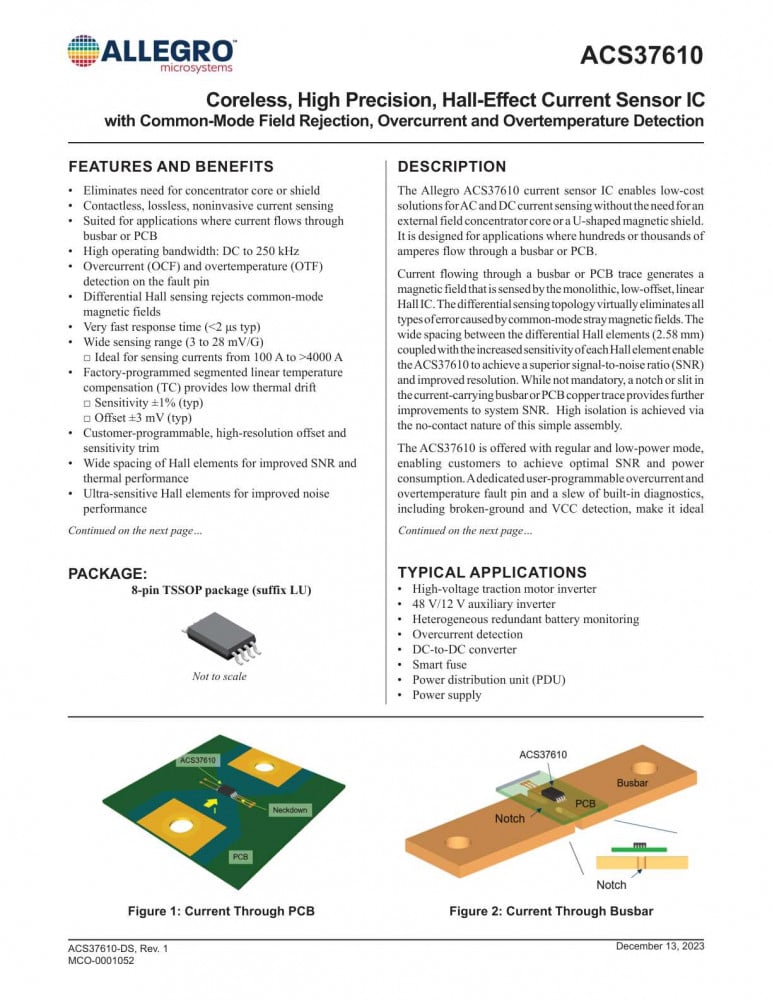 ACS37610 datasheet page 1