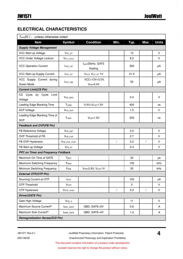 JW1571 datasheet page 4