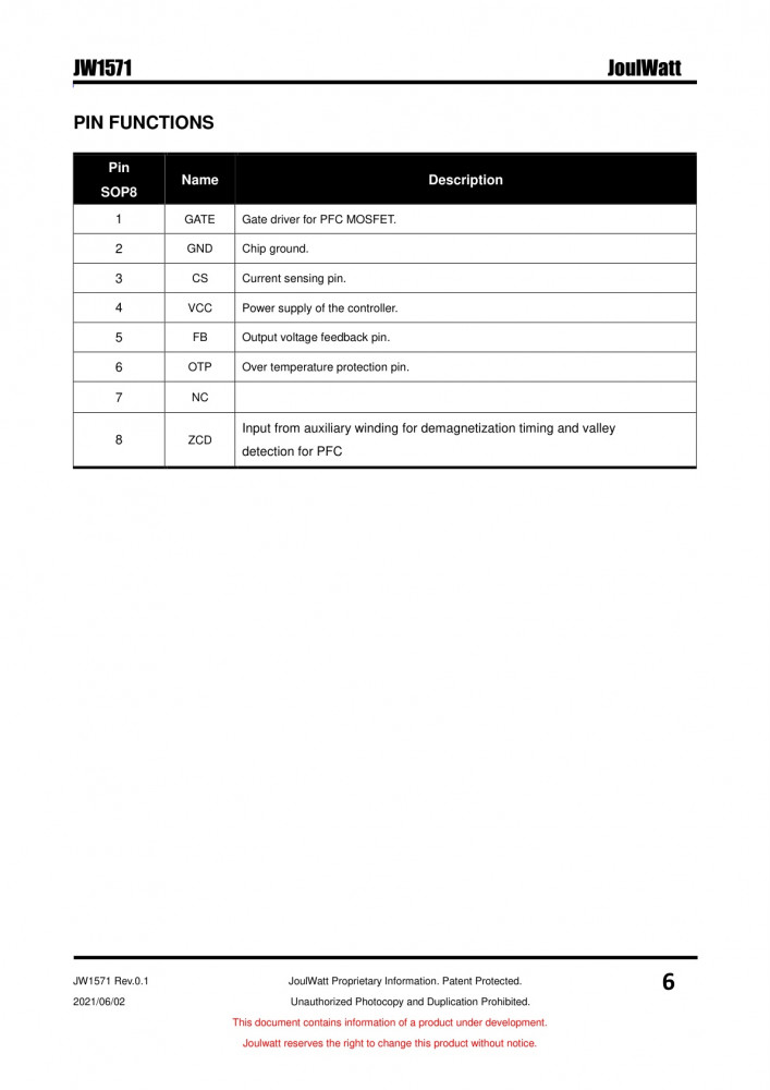 JW1571 datasheet page 6
