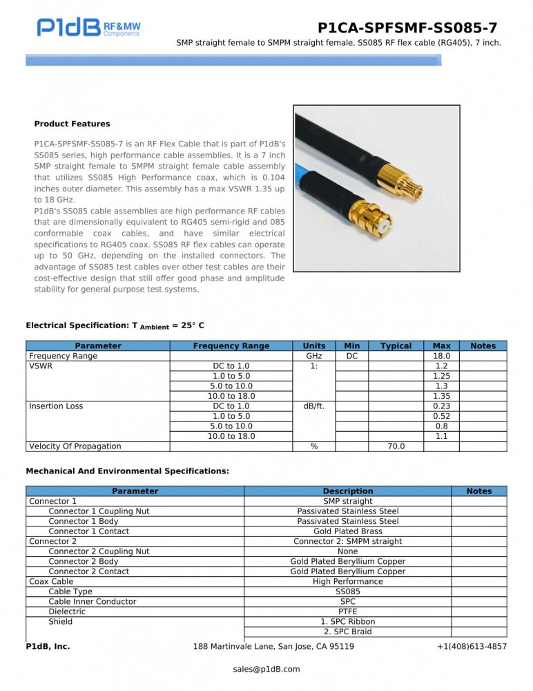 P1CA-SPFSMF-SS085-7 technical document page 1