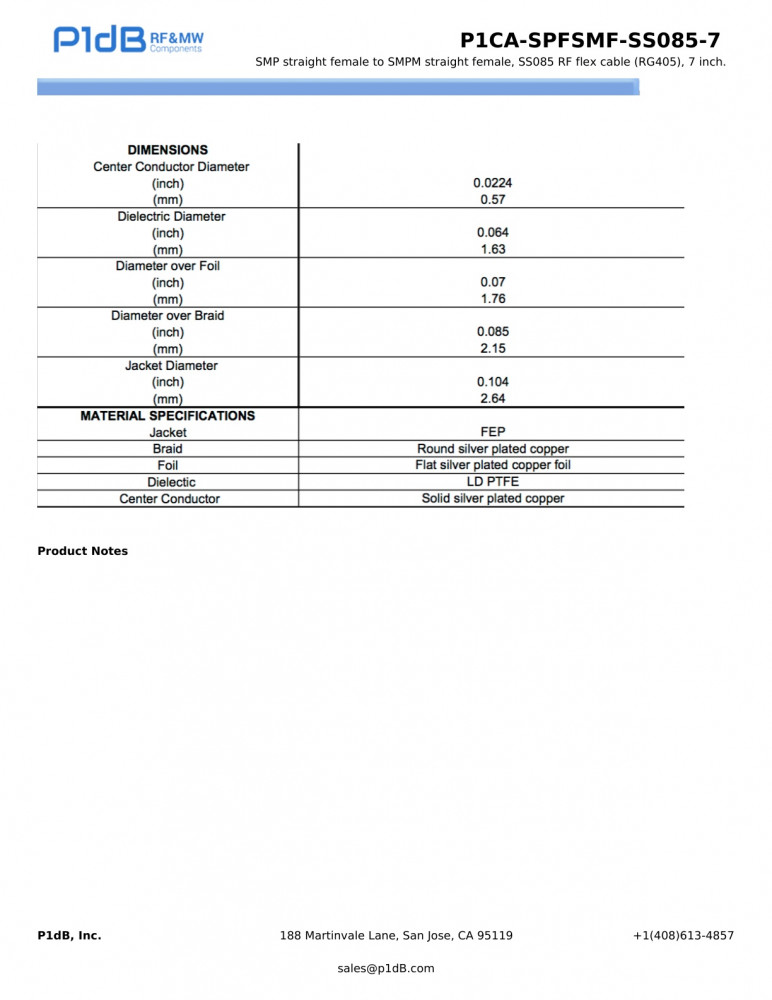 P1CA-SPFSMF-SS085-7 technical document page 3