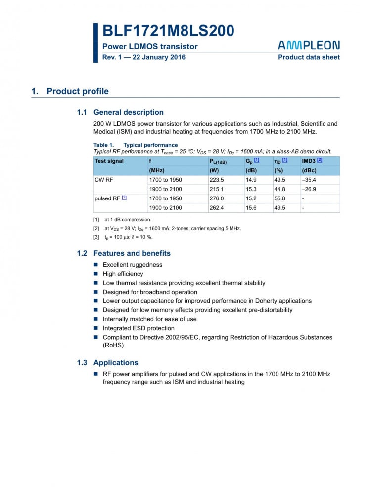 BLF1721M8LS200U datasheet page 1