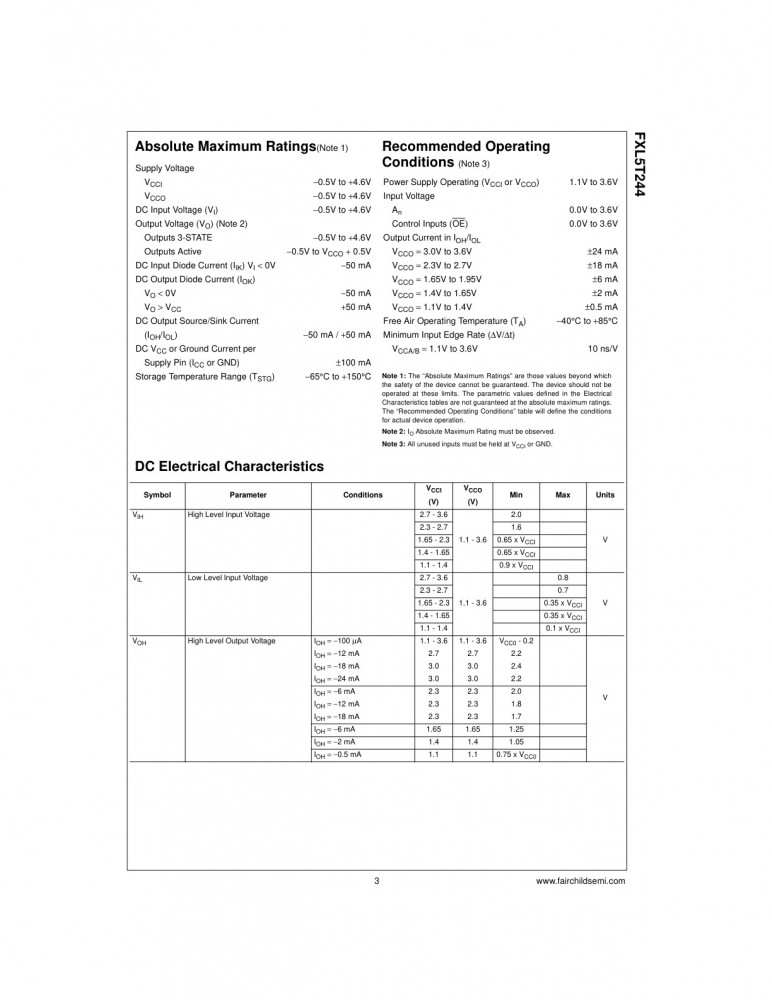 FXL5T244 datasheet page 4