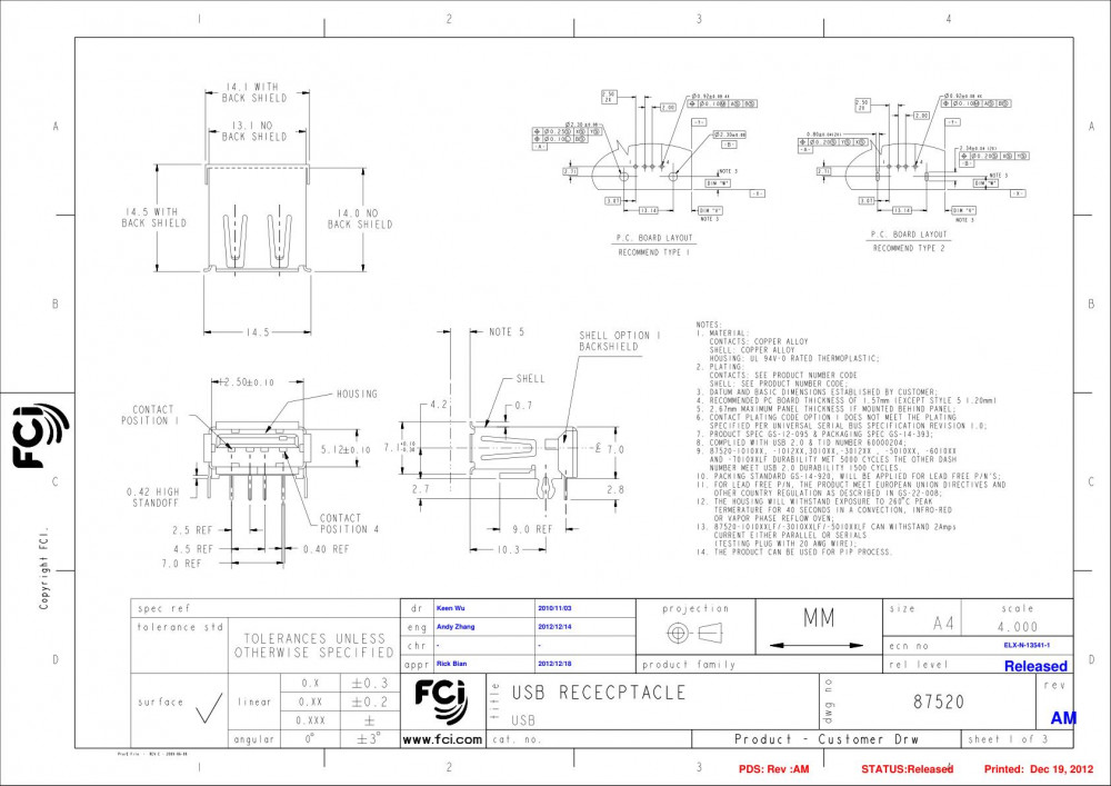 87520-0012BLF technical drawing sheet 1