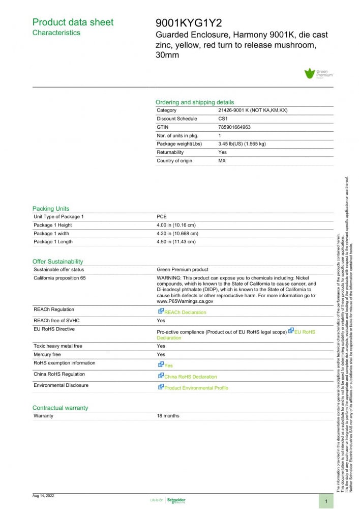 9001KYG1Y2 technical document preview